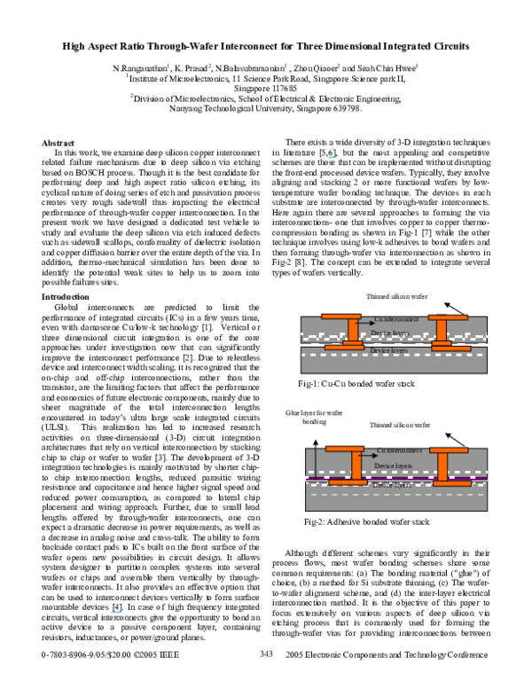 (PDF) High Aspect Ratio Through-Wafer Interconnect for Three Dimensional Integrated Circuits