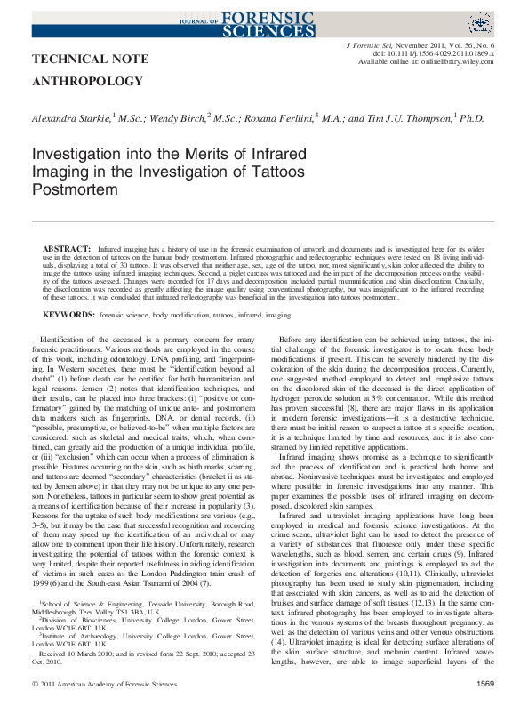 (PDF) Investigation into the Merits of Infrared Imaging in the ...