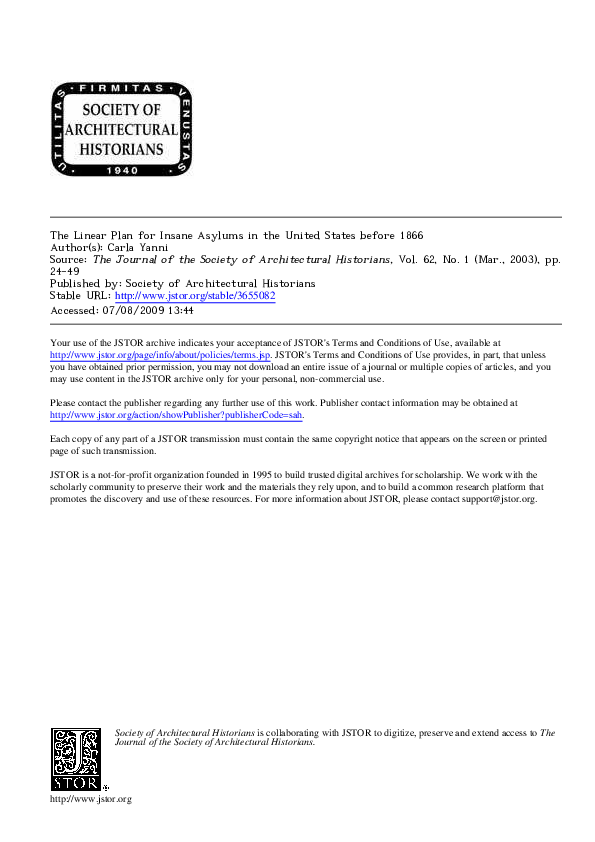 (PDF) Article: (Kirkbride) The Linear Plan for Insane Asylums in the US ...
