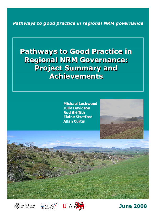 (PDF) Pathways to good practice in regional NRM governance: Project ...