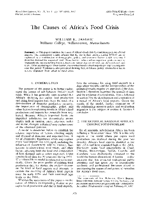 (PDF) The causes of Africa's food crisis