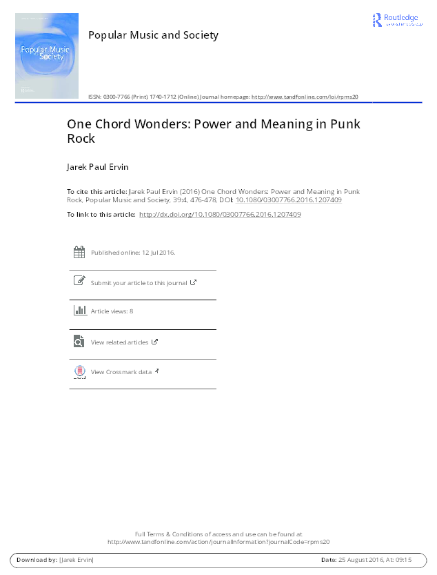 (PDF) Review of One Chord Wonders by Dave Laing