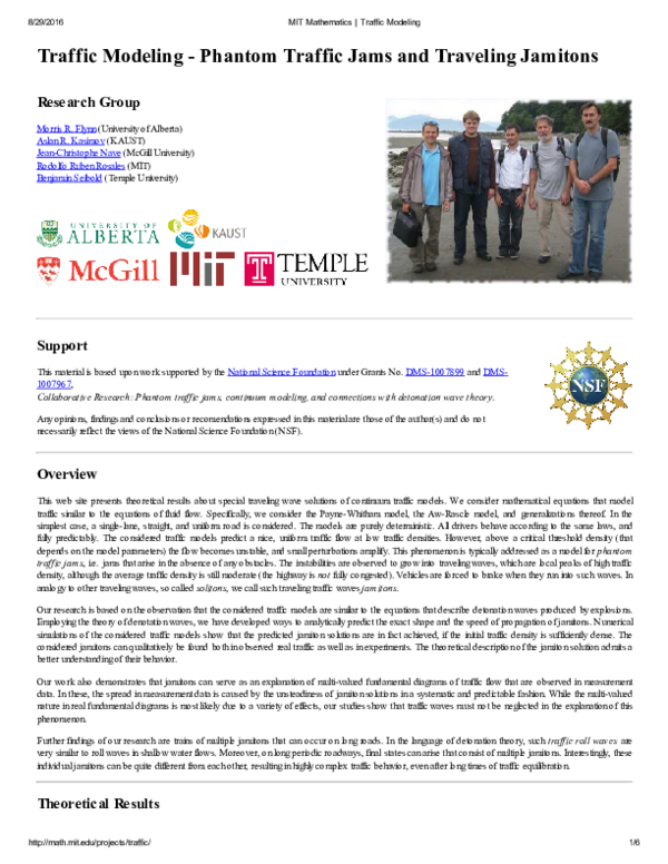 (PDF) Traffic Modeling -Phantom Traffic Jams and