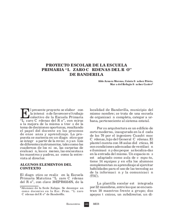 (PDF) Proyecto escolar de la escuela