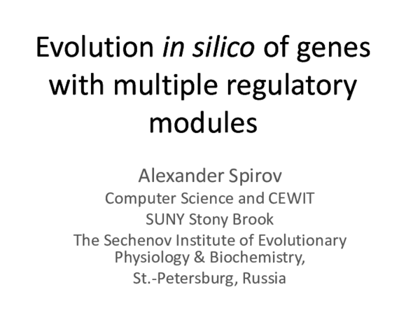 (PDF) Evolution in silico of genes with multiple regulatory modules on ...