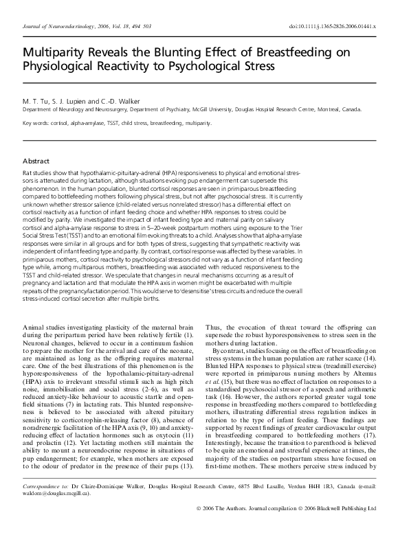 (PDF) Multiparity Reveals the Blunting Effect of Breastfeeding on ...