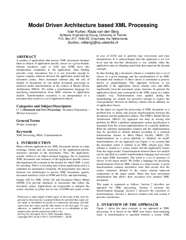 Pdf Model Driven Architecture Based Xml Processing 8456
