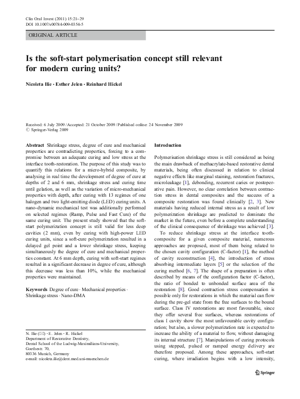 Pdf Is The Soft Start Polymerisation Concept Still Relevant For Modern Curing Units
