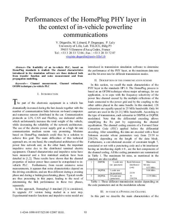 (PDF) Performances of the HomePlug PHY layer in the context of in ...