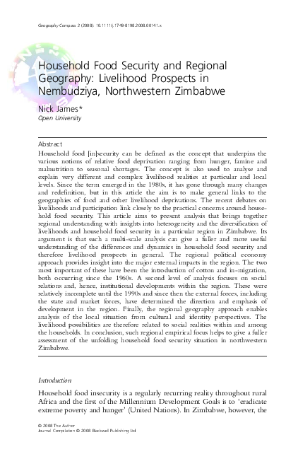 (PDF) Household Food Security and Regional Geography: Livelihood ...