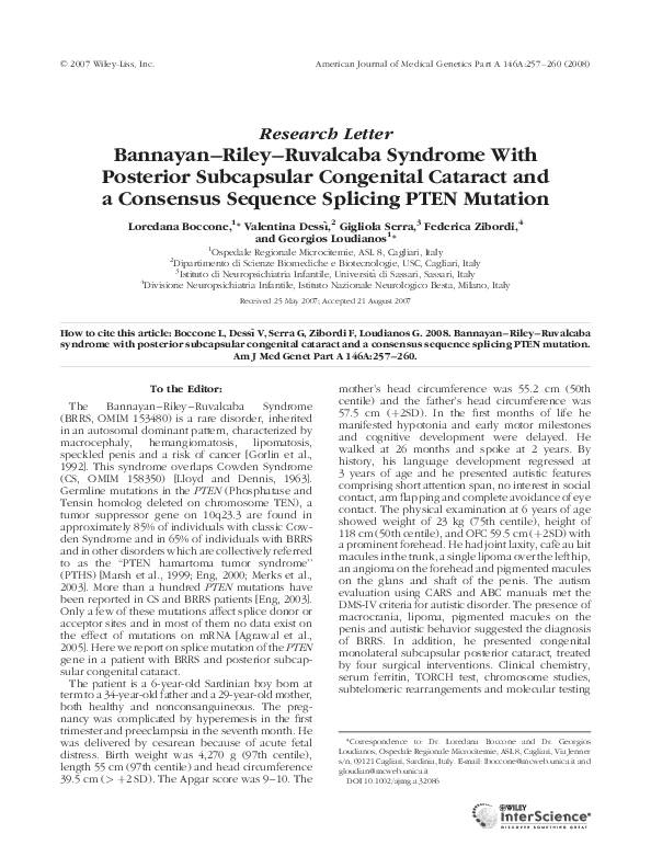 (PDF) Bannayan–Riley–Ruvalcaba syndrome with posterior subcapsular ...