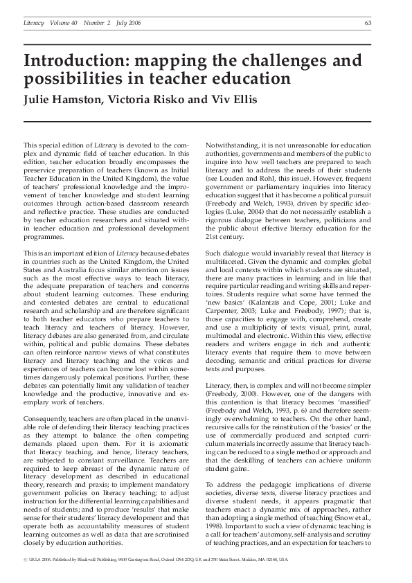 (PDF) Introduction: mapping the challenges and possibilities in teacher ...