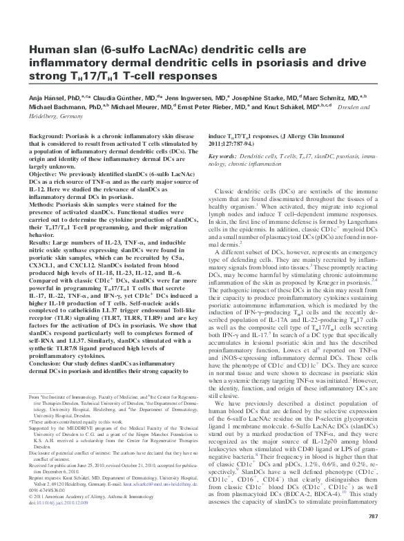 (PDF) Human slan (6-sulfo LacNAc) dendritic cells are inflammatory ...
