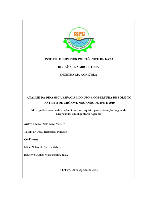 (PDF) ANÁLISE DA DINÂMICA ESPACIAL DO USO E COBERTURA DE SOLO NO ...