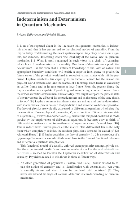(PDF) Indeterminism and Determinism in Quantum Mechanics