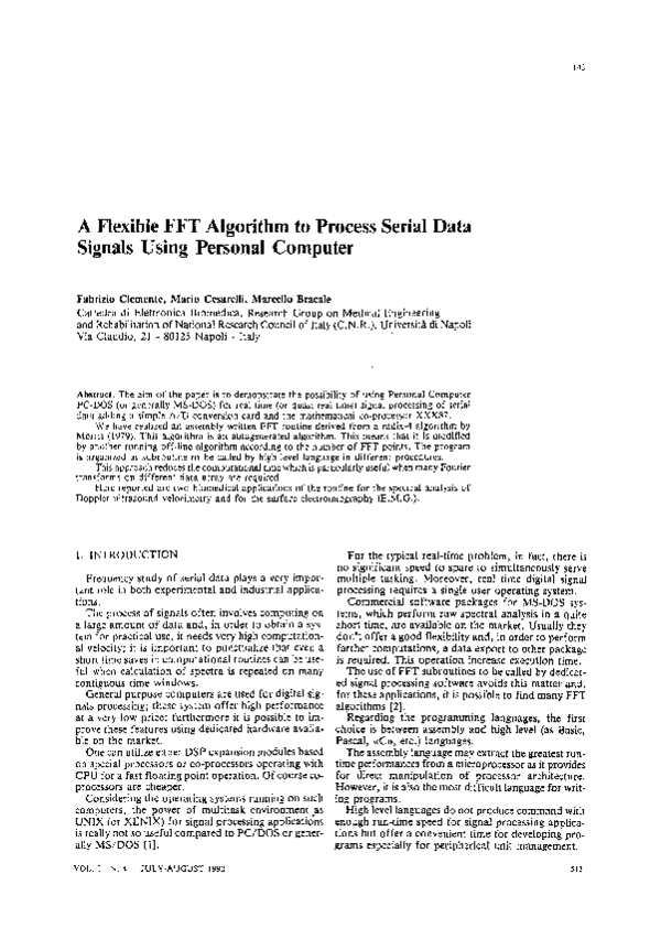 (PDF) A flexible FFT algorithm to process serial data signals using personal computer