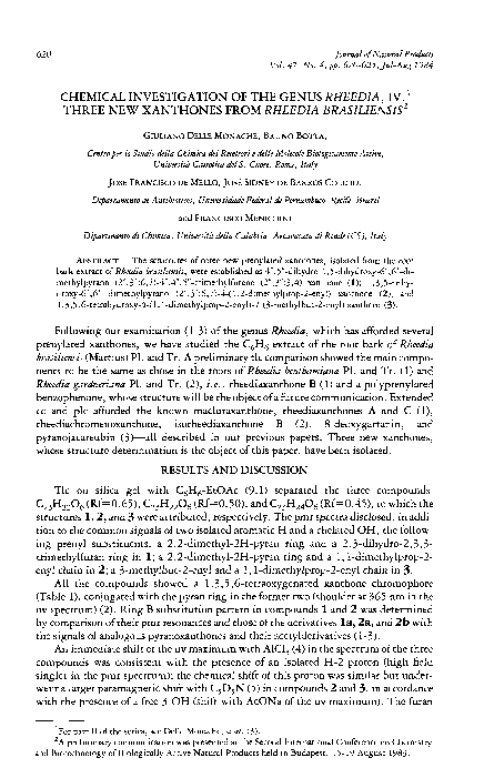 (PDF) Chemical Investigation of the Genus Rheedia, IV. Three New ...