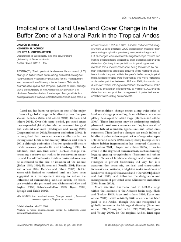 (PDF) Implications of Land Use/Land Cover Change in the Buffer Zone of ...
