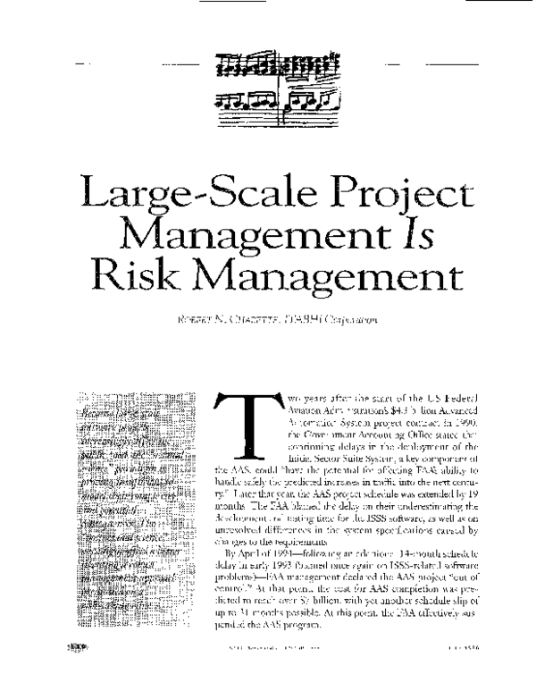 (PDF) Large-Scale Project Management Is Risk Management