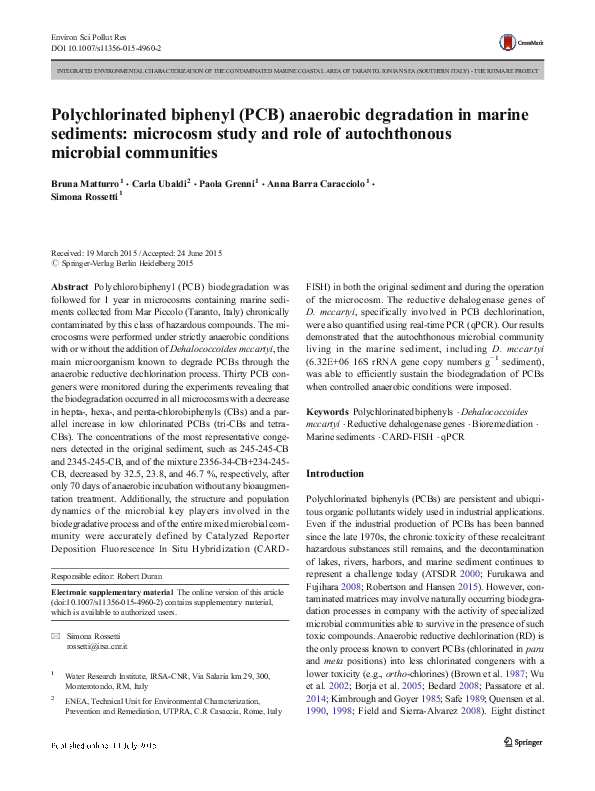 (PDF) Polychlorinated biphenyl (PCB) anaerobic degradation in marine ...