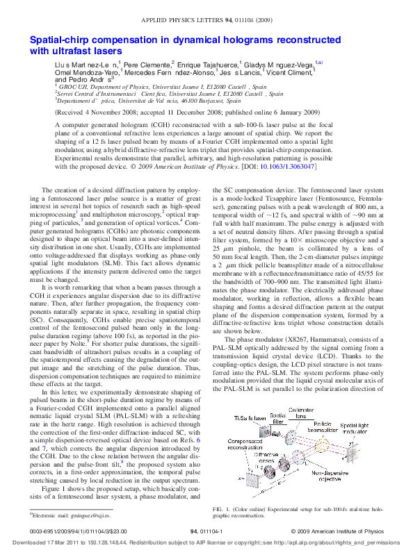 (PDF) Spatial-chirp compensation in dynamical holograms reconstructed ...