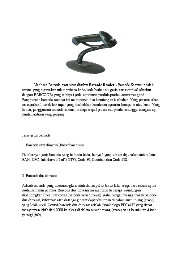 (DOC) Alat baca Barcode atau biasa disebut Barcode Reader