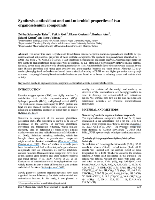 (PDF) Synthesis, antioxidant and anti-microbial properties of two ...