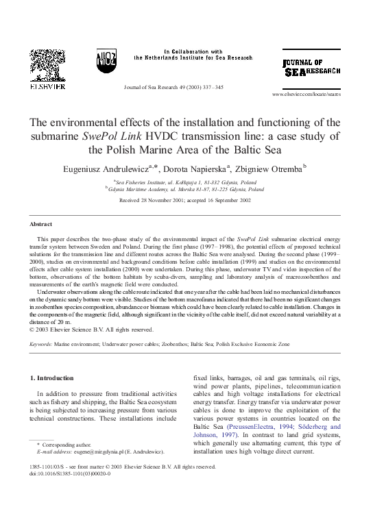(PDF) The environmental effects of the installation and functioning of ...