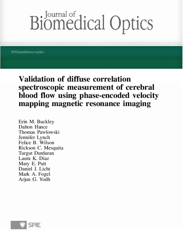(PDF) Validation of diffuse correlation spectroscopy for muscle blood flow with concurrent ...