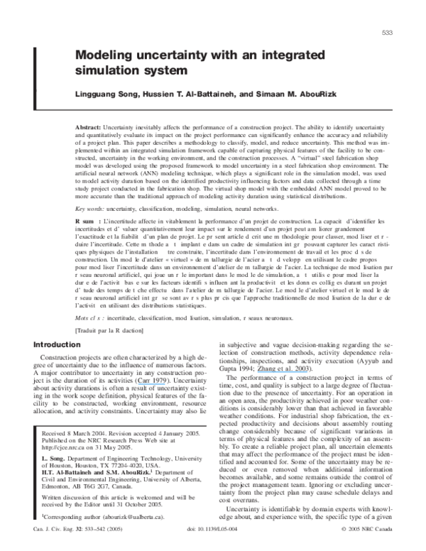 (PDF) Modeling uncertainty with an integrated simulation system
