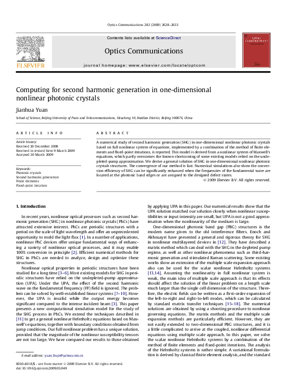 (PDF) Computing for second harmonic generation in one-dimensional ...