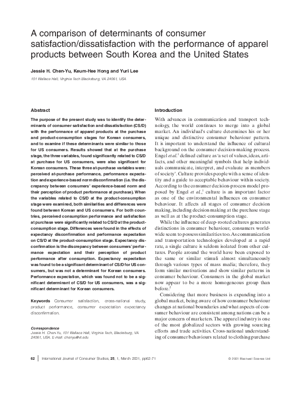 (PDF) A comparison of determinants of consumer satisfaction/dissatisfaction with the performance ...