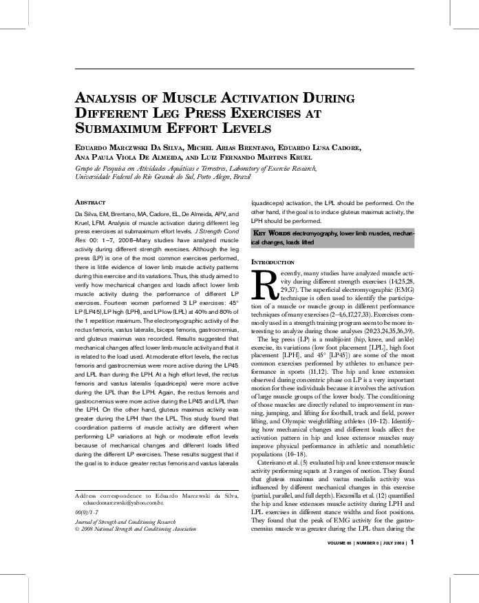 (PDF) Analysis of Muscle Activation During Different Leg Press ...