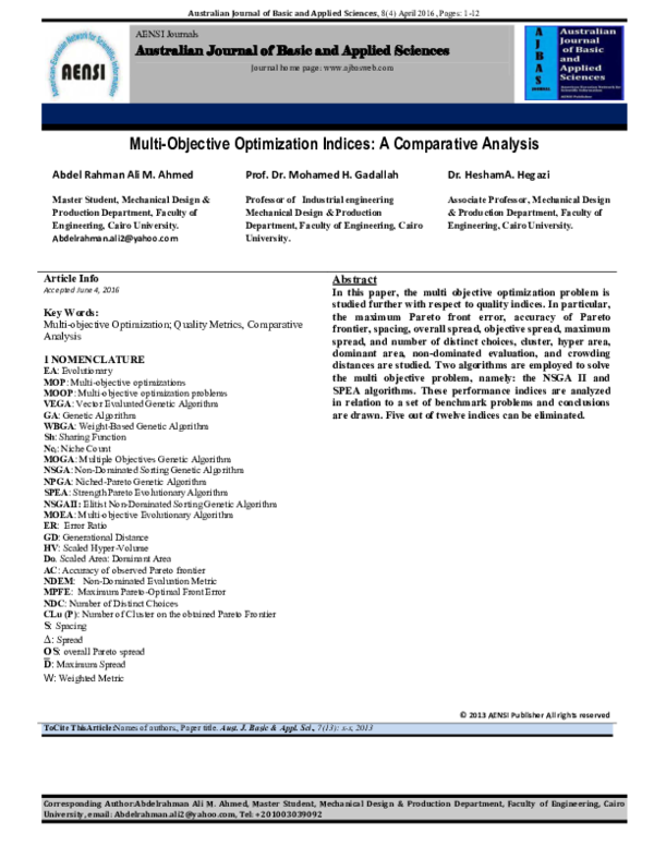 (PDF) Multi-Objective Optimization Indices: A Comparative Analysis (PDF) Multi-Objective Optimization Indices: A Comparative Analysis
