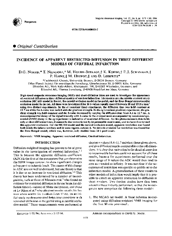(PDF) Incidence of apparent restricted diffusion in three different ...