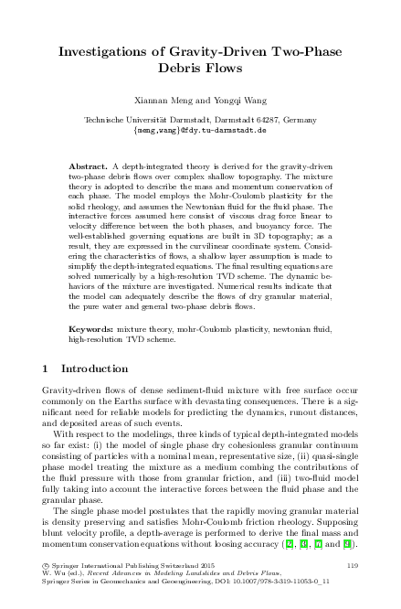 (PDF) Investigations of Gravity-Driven Two-Phase Debris Flows