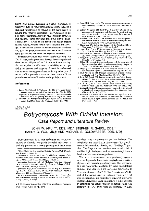 (PDF) Botryomycosis with orbital invasion: Case report and literature ...
