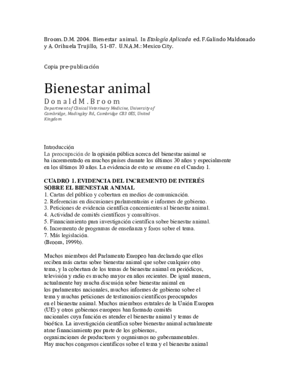(PDF) Bienestar animal