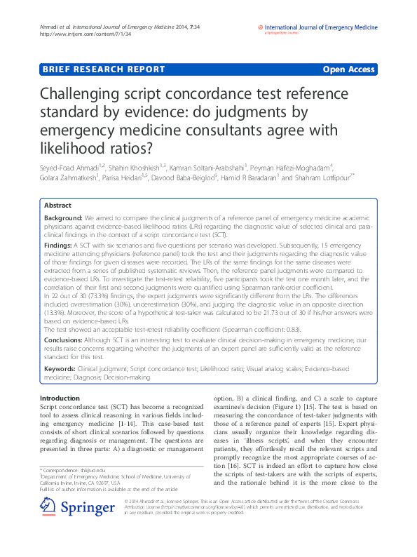 (PDF) Challenging script concordance test reference standard by ...