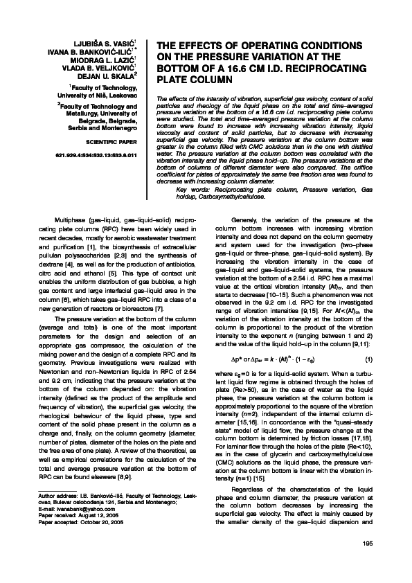 (PDF) The effects of operating conditions on the pressure variation at ...