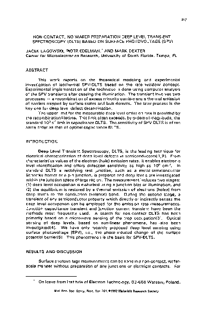 (PDF) Non-Contact, No Wafer Preparation Deep Level Transient ...