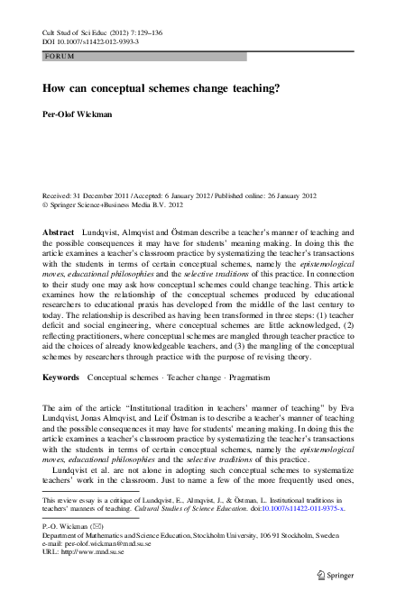 (PDF) How can conceptual schemes change teaching?
