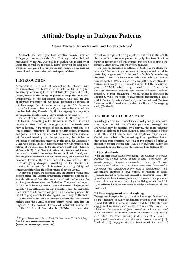 (PDF) Attitude Display in Dialogue Patterns