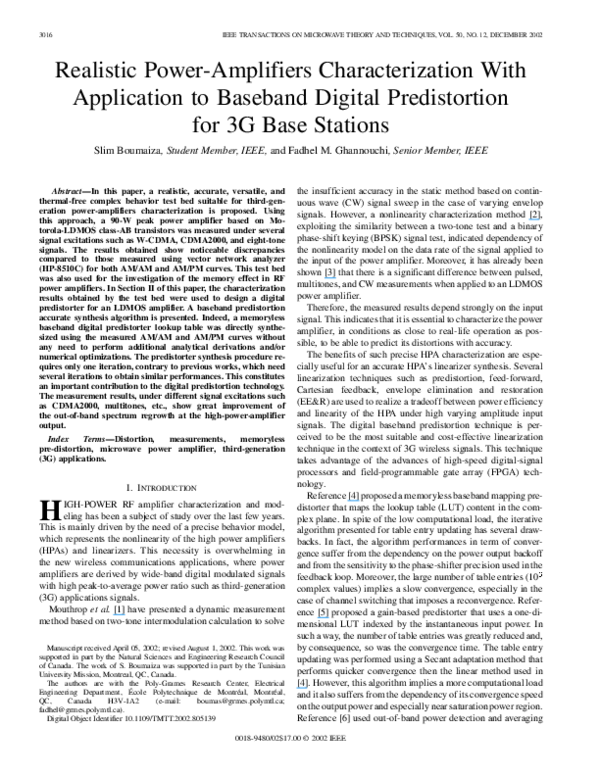 Pdf Predistortion Power Amplifier For Base Station Using A Feedforward Loop Linearizer