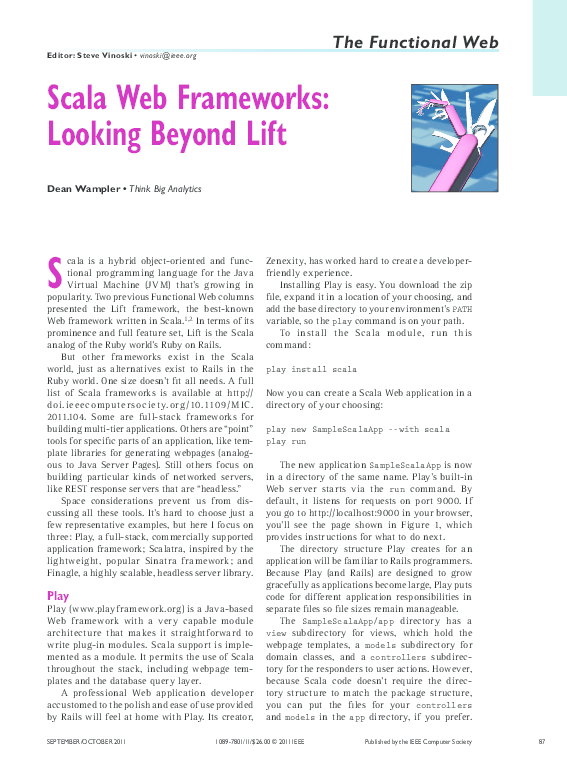 Pdf Exploring Scala Web Development Alternatives Play Scalatra Finagle