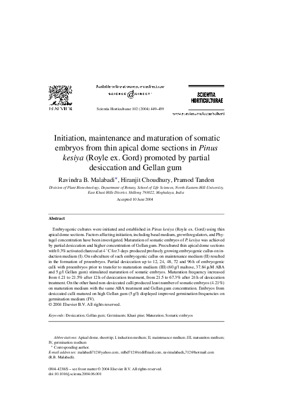 (PDF) Initiation, maintenance and maturation of somatic embryos from ...