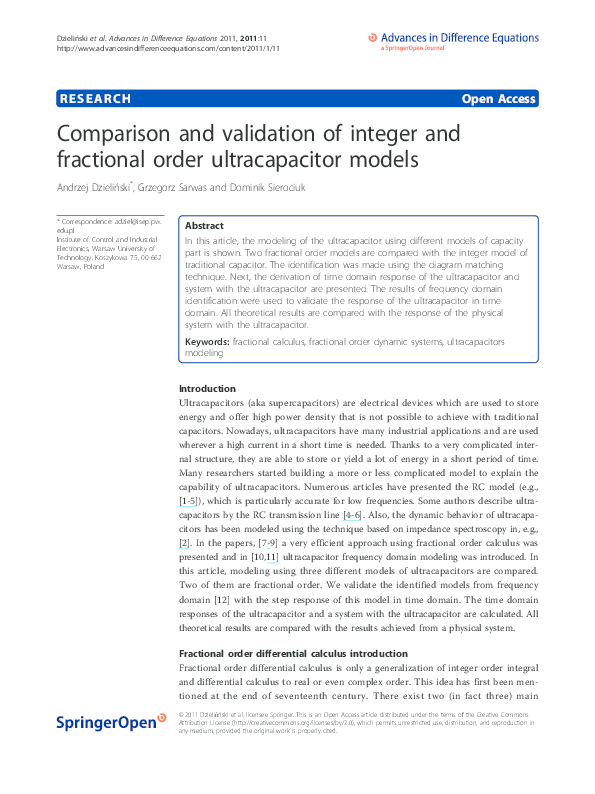 Pdf Comparison And Validation Of Integer And Fractional Order