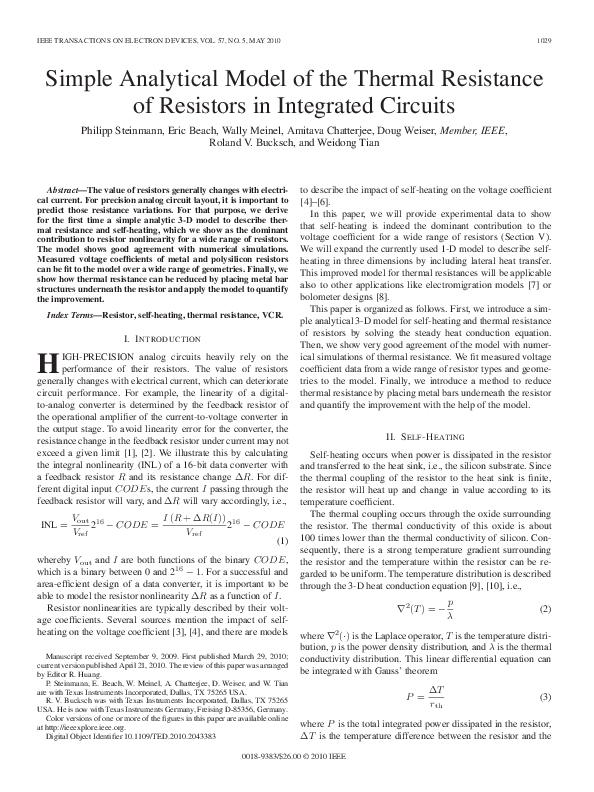 (PDF) Simple Analytical Model of the Thermal Resistance of Resistors in ...
