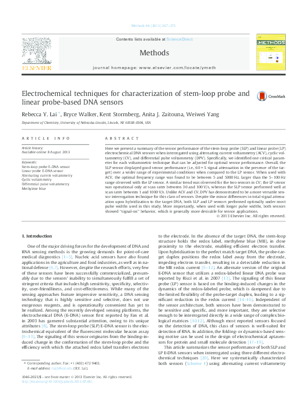 (PDF) Electrochemical techniques for characterization of stem-loop probe and linear probe-based ...