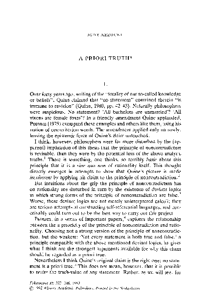 (PDF) A priori truth